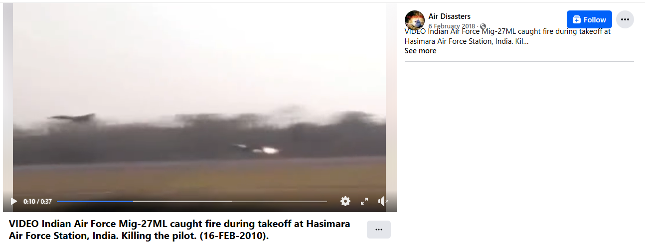 The video of a fighter jet crash that recently went viral is actually old